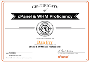 CPanel Professional Certification (FREE) ~ Dan Fry .net